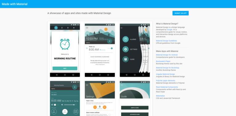 Sitios web y ejemplos de uso de Material Design para inspirarse